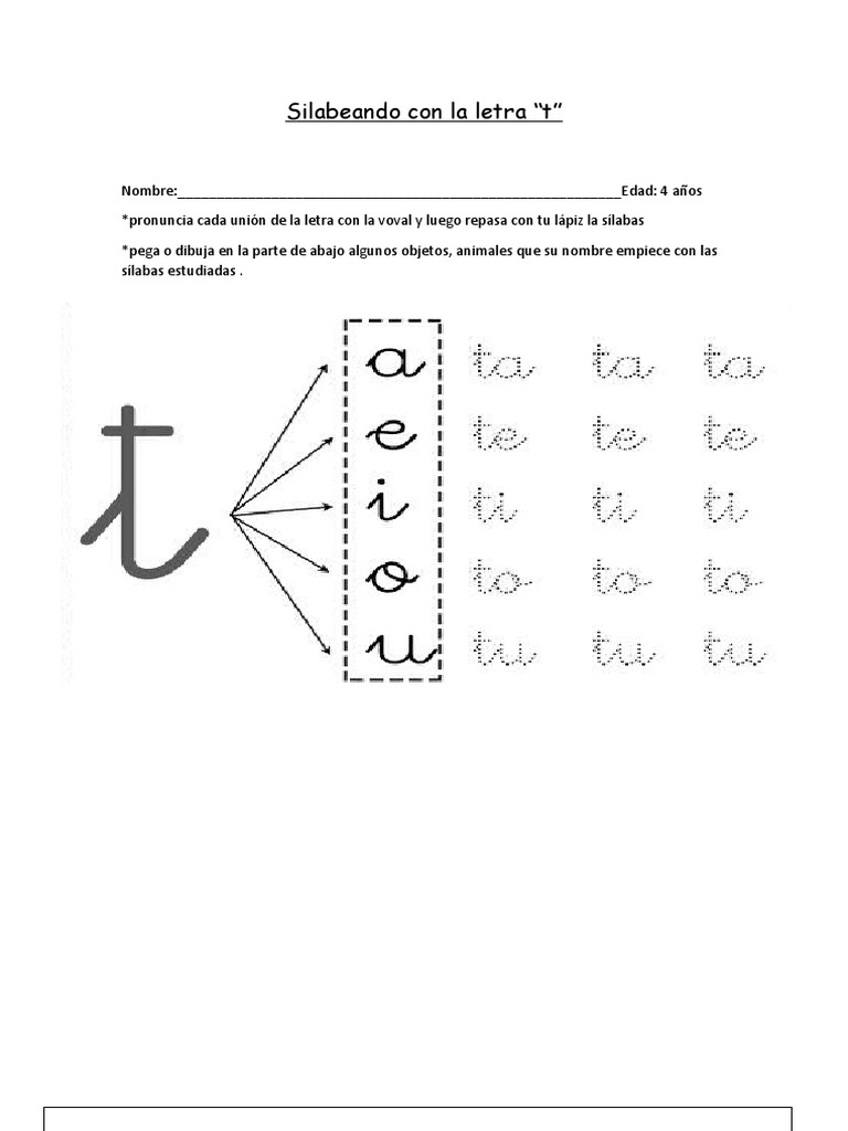 Silabeando Con La Letra T | PDF | Artes del Lenguaje y Comunicación ...