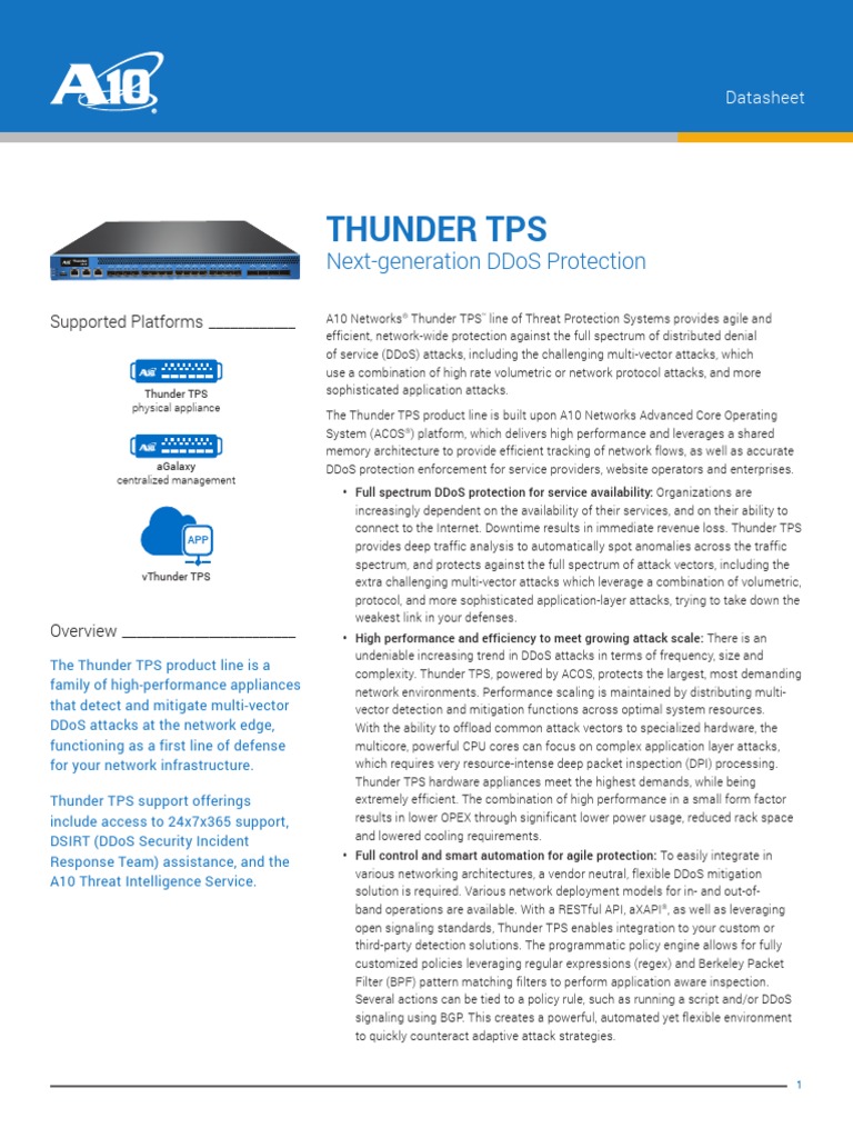 Thunder TPS: Next-Generation Ddos Protection | PDF | Denial Of Service ...