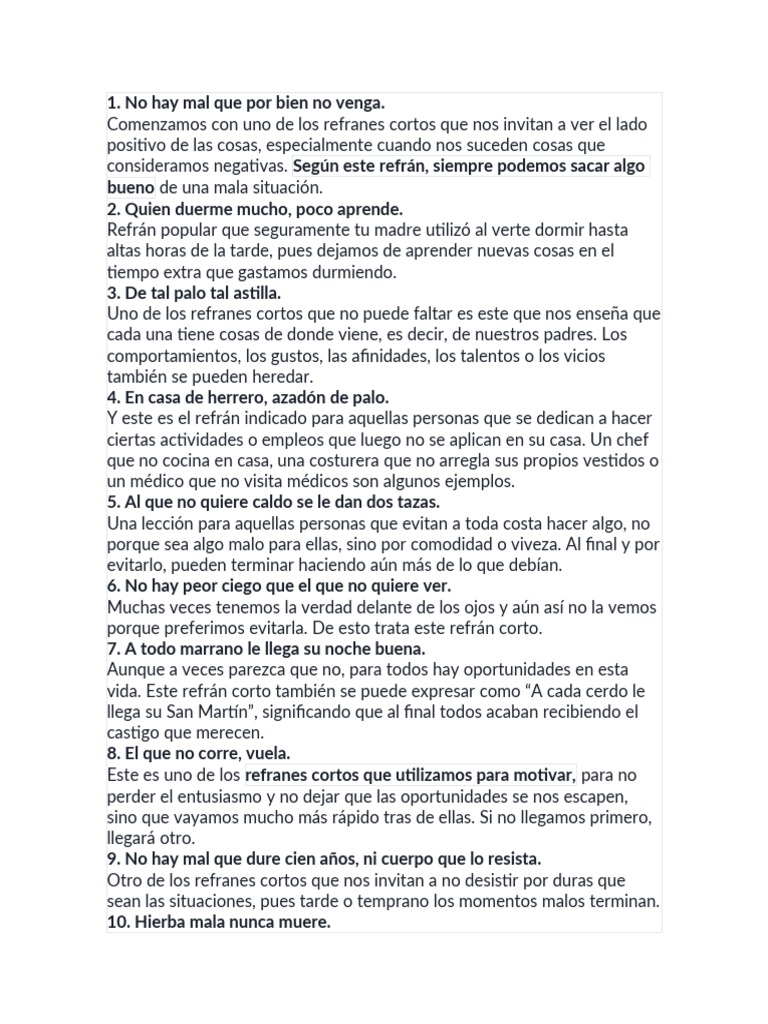 Refranes Populares | PDF