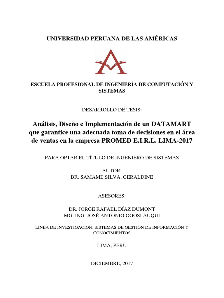 Implementación de Datamart en Ventas PROMED | PDF | Almacén de datos | Información