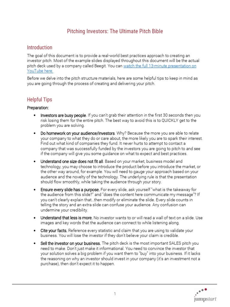 Pitching Investors: The Ultimate Pitch Bible: Watch The Full 13-Minute ...