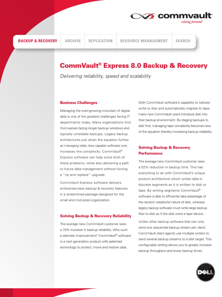 CommVault Express 80 Datasheet | PDF | Backup | Oracle Database