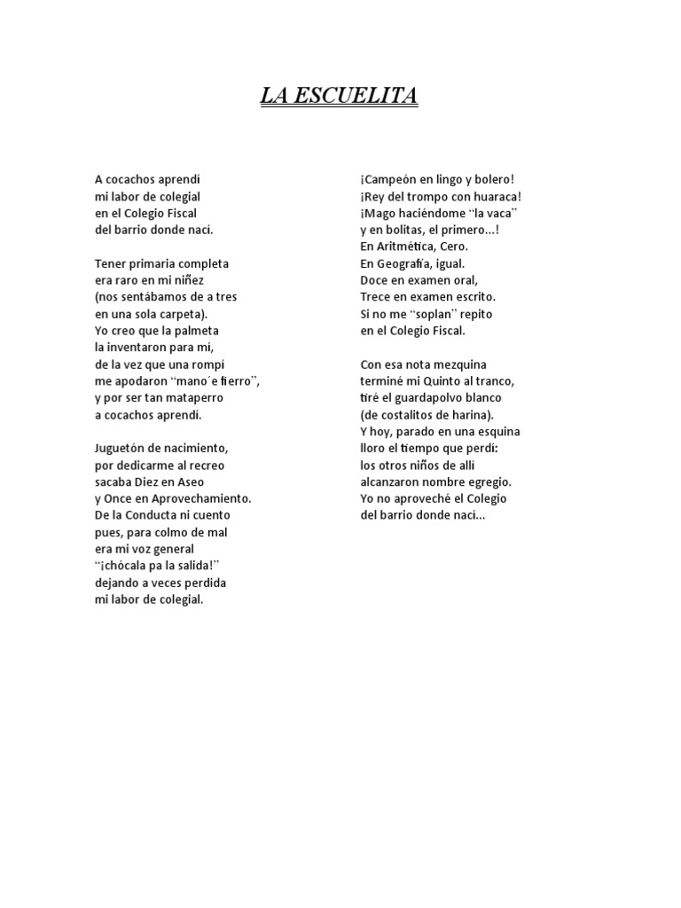 La Escuelita | PDF | Poesía