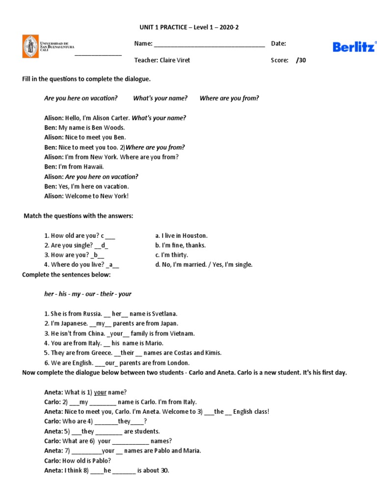 Unit 1 PRACTICE | PDF