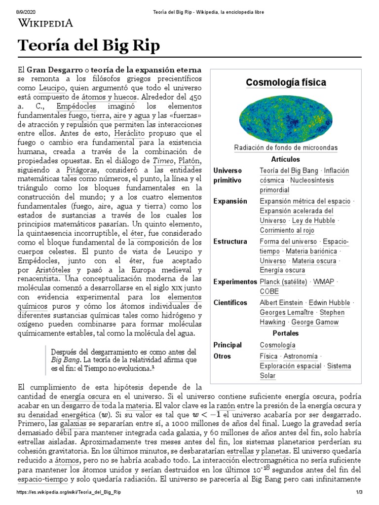 Teoría Del Big Rip - Wikipedia, La Enciclopedia Libre | PDF ...