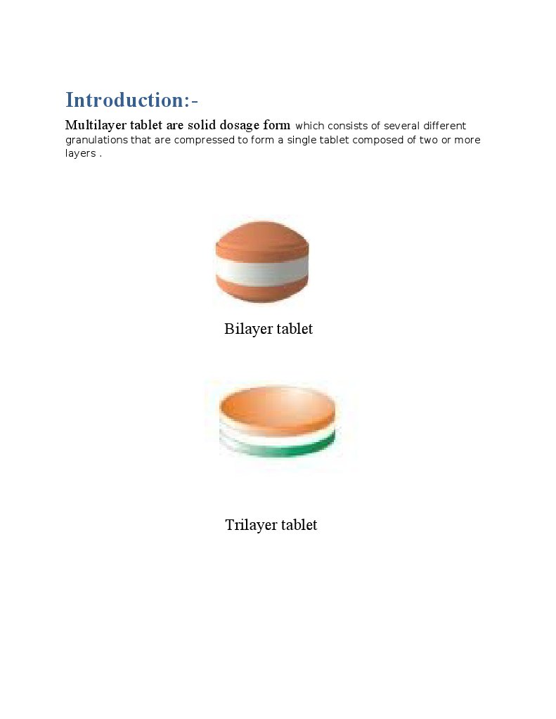 Introduction:-: Multilayer Tablet Are Solid Dosage Form | PDF
