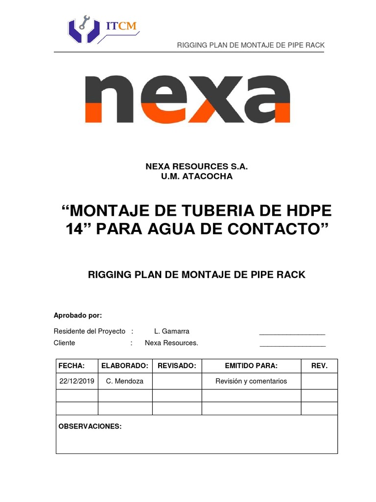 Rigging Plan de Pipe Rack Rev.0 | PDF | Grúa (máquina) | Andamio