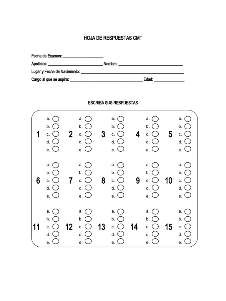 Hoja de Respuestas CMT | PDF