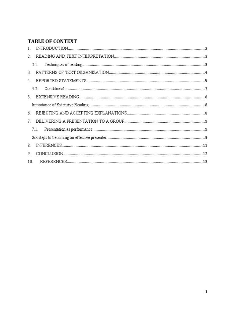 Table of Context | PDF | Inference | Speed Reading