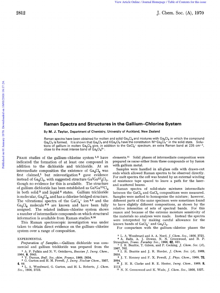 1970 - Taylor - Raman Spectra and Structures in The Gallium-Chlorine ...