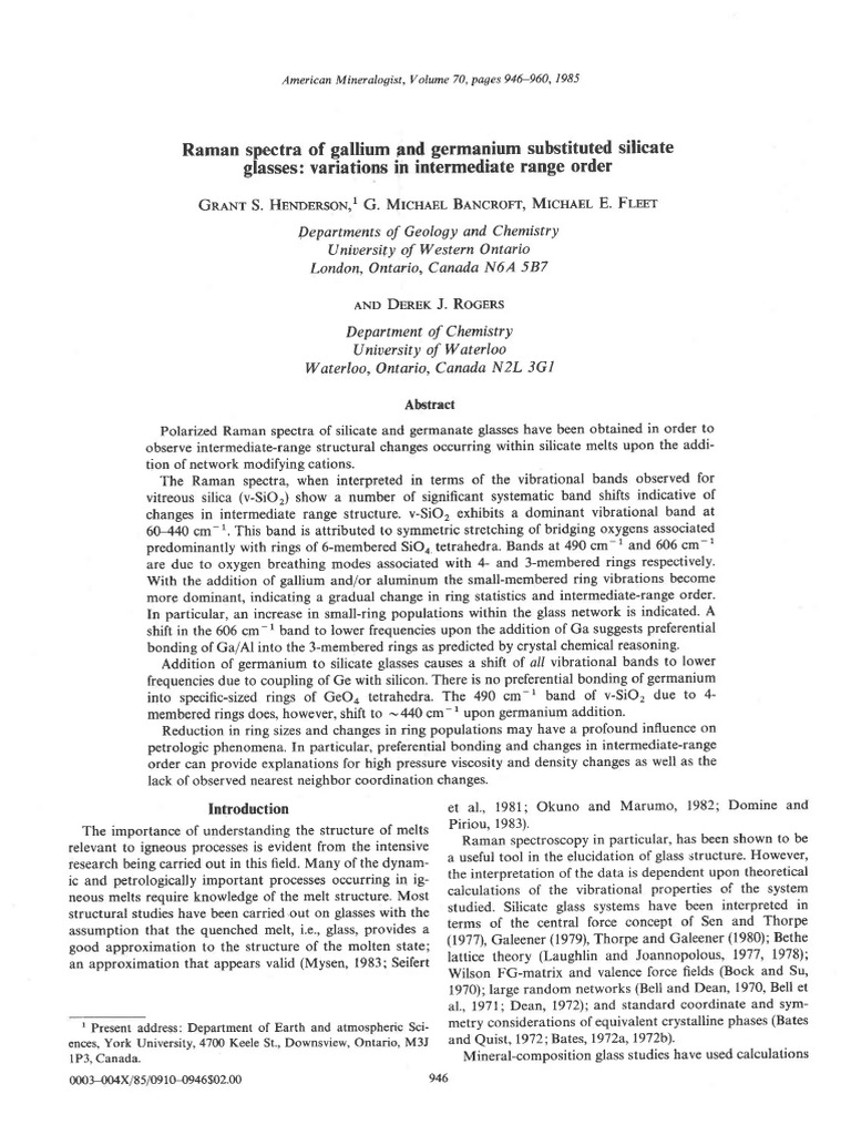 1985 - Henderson Et Al. - Raman Spectra of Gallium and Germanium ...