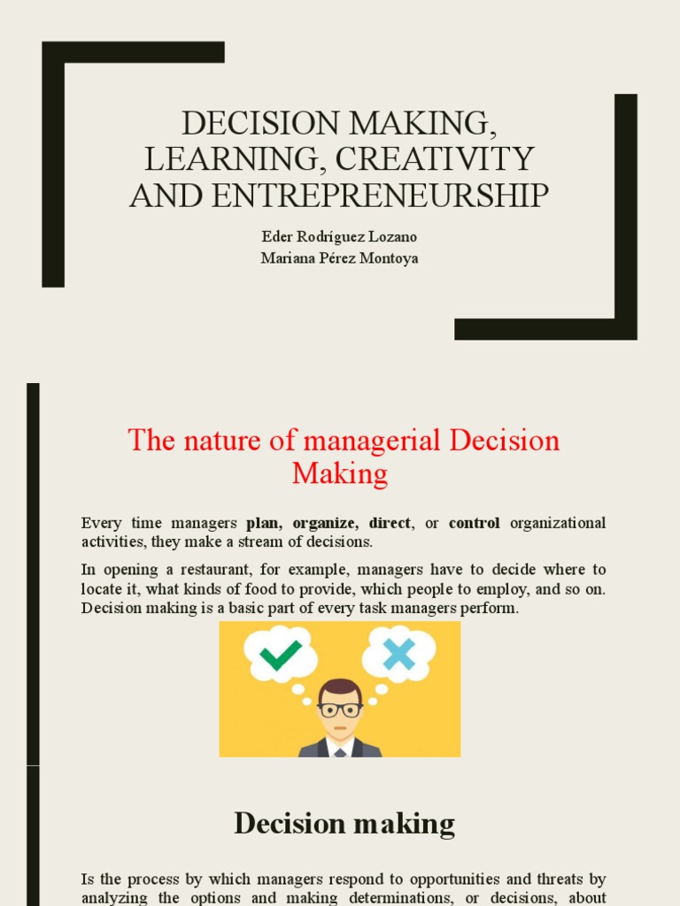 Decision Making in Entrepreneurship | PDF | Entrepreneurship | Decision ...