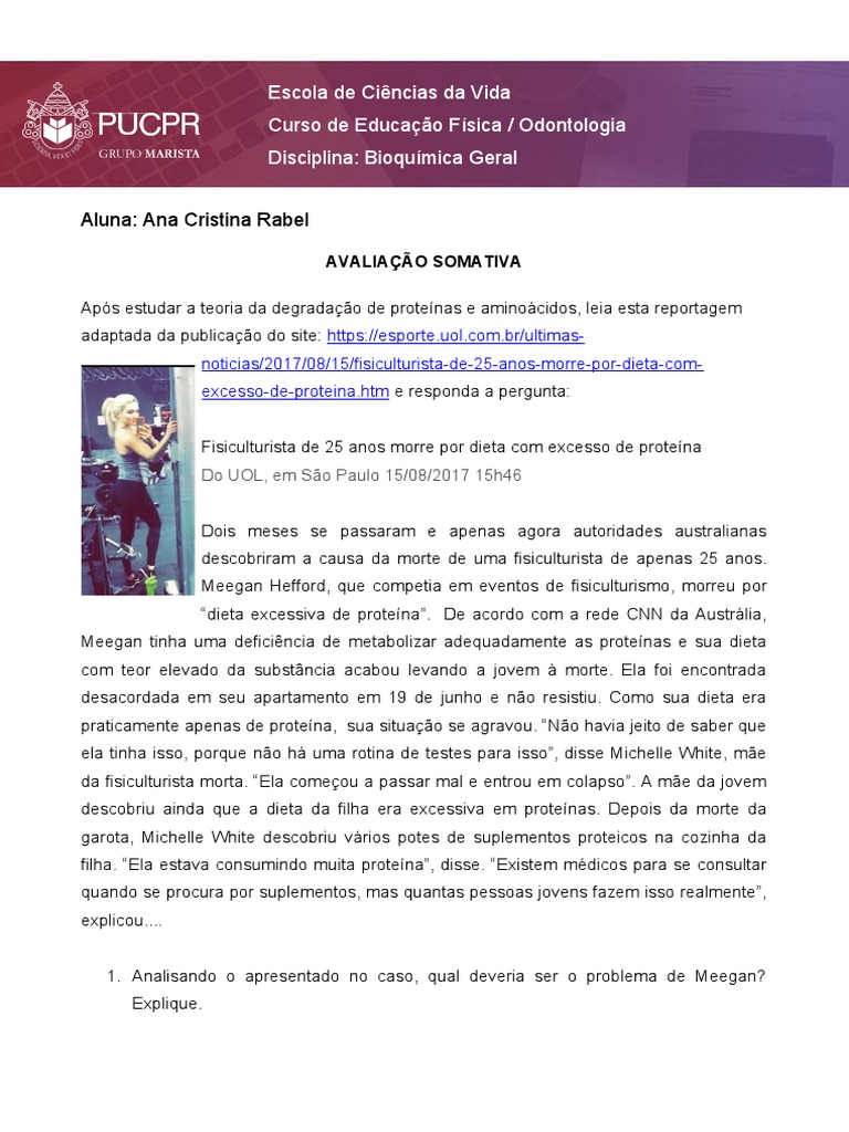Caso Fisiculturista | PDF | Proteínas | Morte