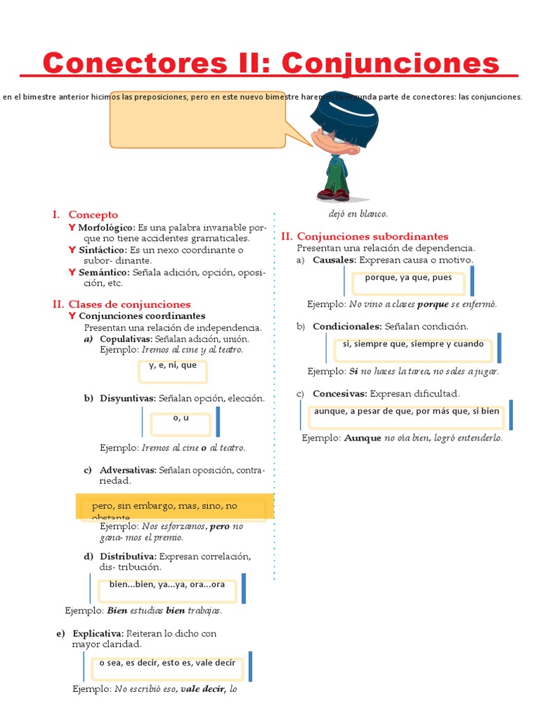 Hojas De Trabajo Sobre Conjunciones Coordinantes Conjunctions | PDF