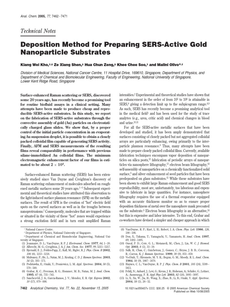2005 - Kho Et Al. - Deposition Method For Preparing SERS-Active Gold ...