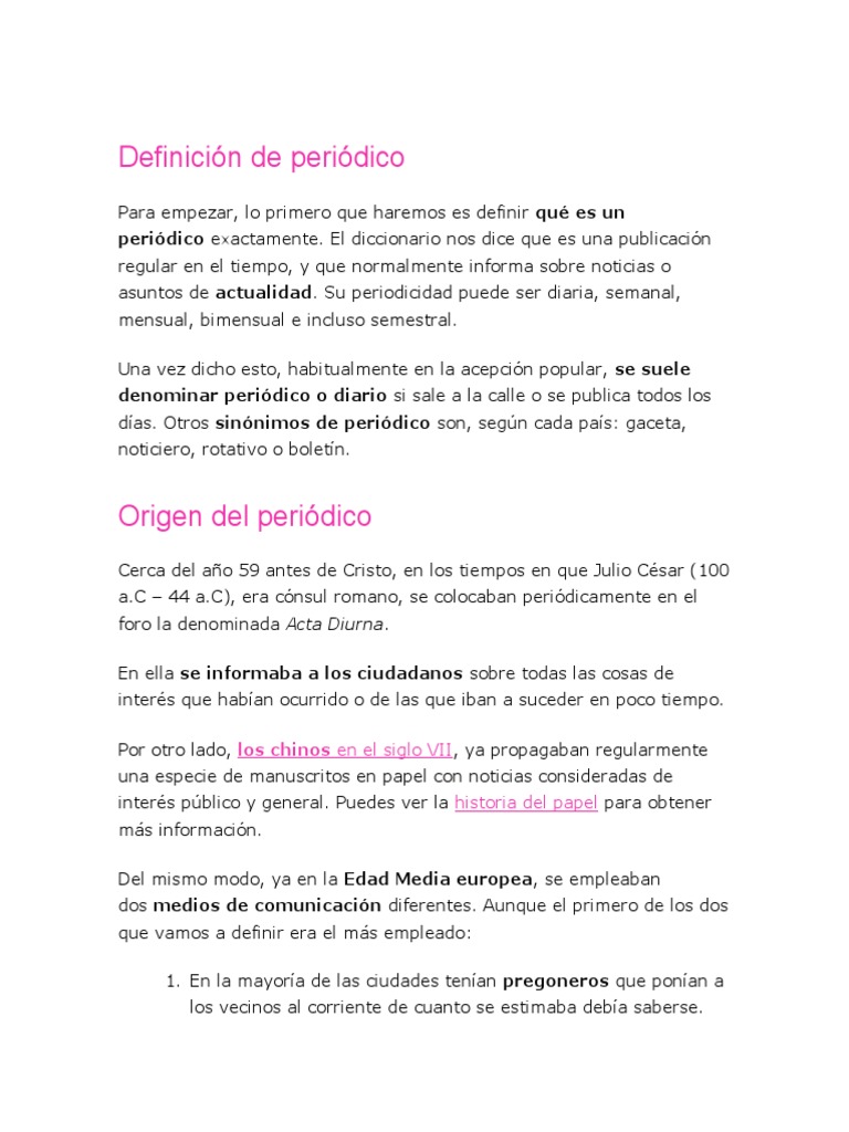 Definición de Periódico | PDF | Periódicos | Imprenta