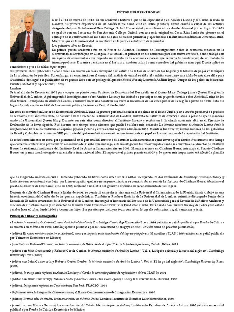 Bulmer-Thomas: Historia Económica de América Latina | PDF | America ...
