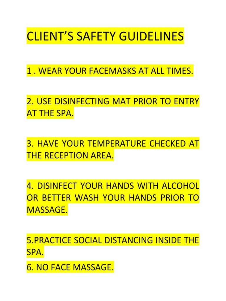 Clients Safety Guidelines | PDF