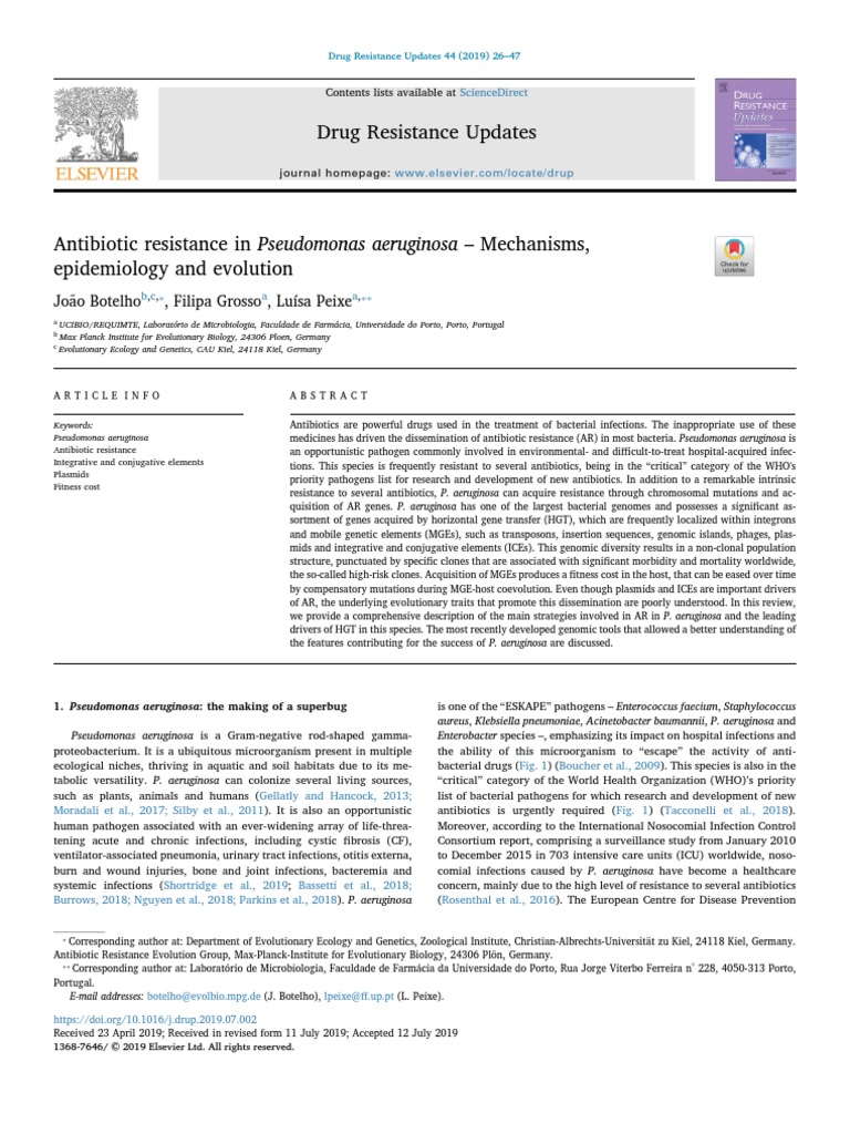 Antibiotic Resistance in Pseudomonas Aeruginosa - Mechanisms | PDF ...