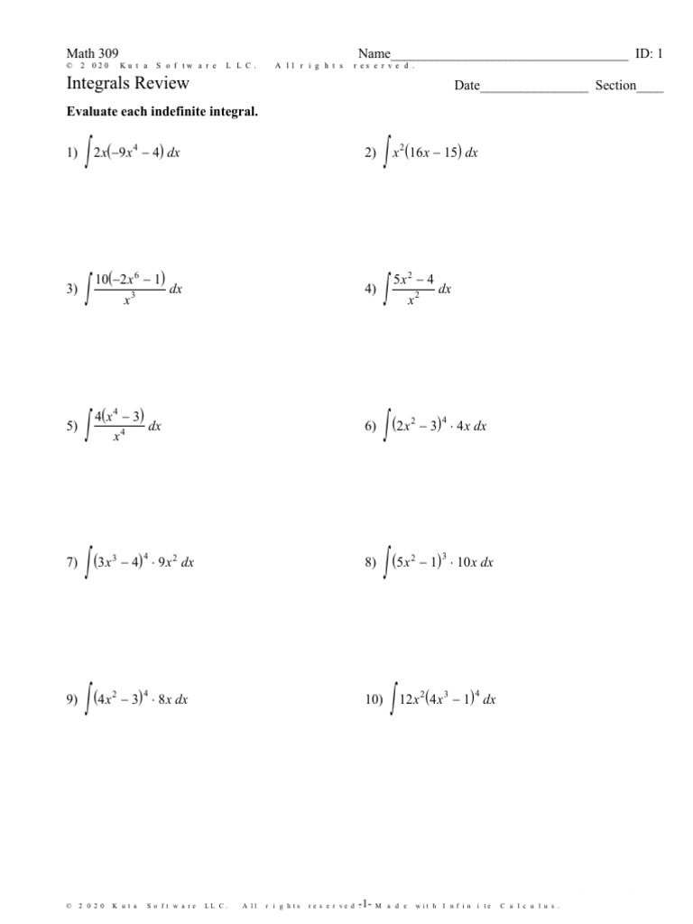 Integrals Review: X X DX X X - 15 DX | PDF | Quantity | Geometric ...
