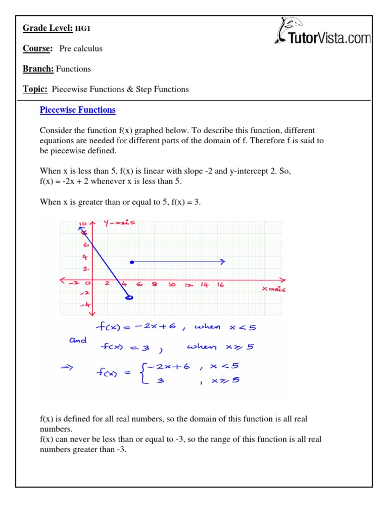 Piecewise Functions & Step Functions | PDF | Function (Mathematics ...