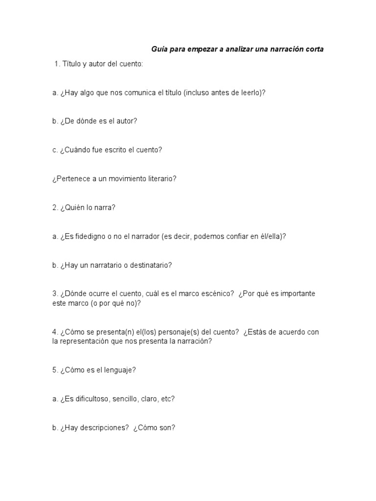 Analisis de Cuento | PDF