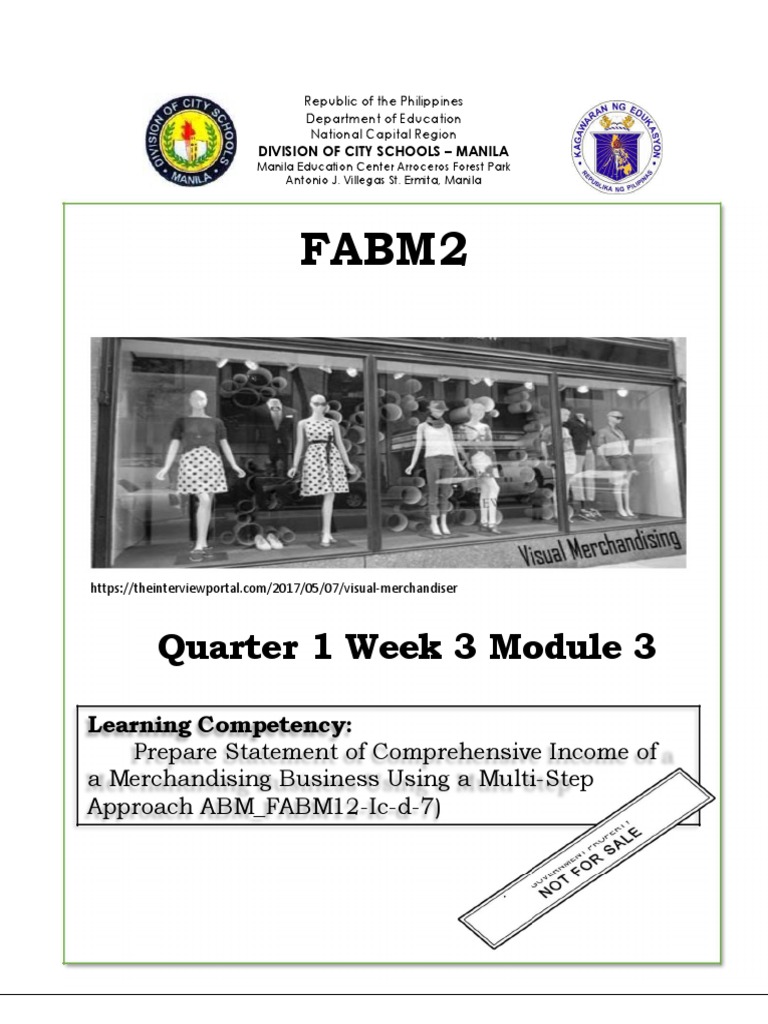 Fabm2: Quarter 1 Week 3 Module 3 | PDF | Cost Of Goods Sold | Net Income