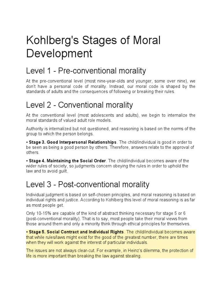 Kohlberg's Stages of Moral Development: Level 1 - Pre-Conventional ...