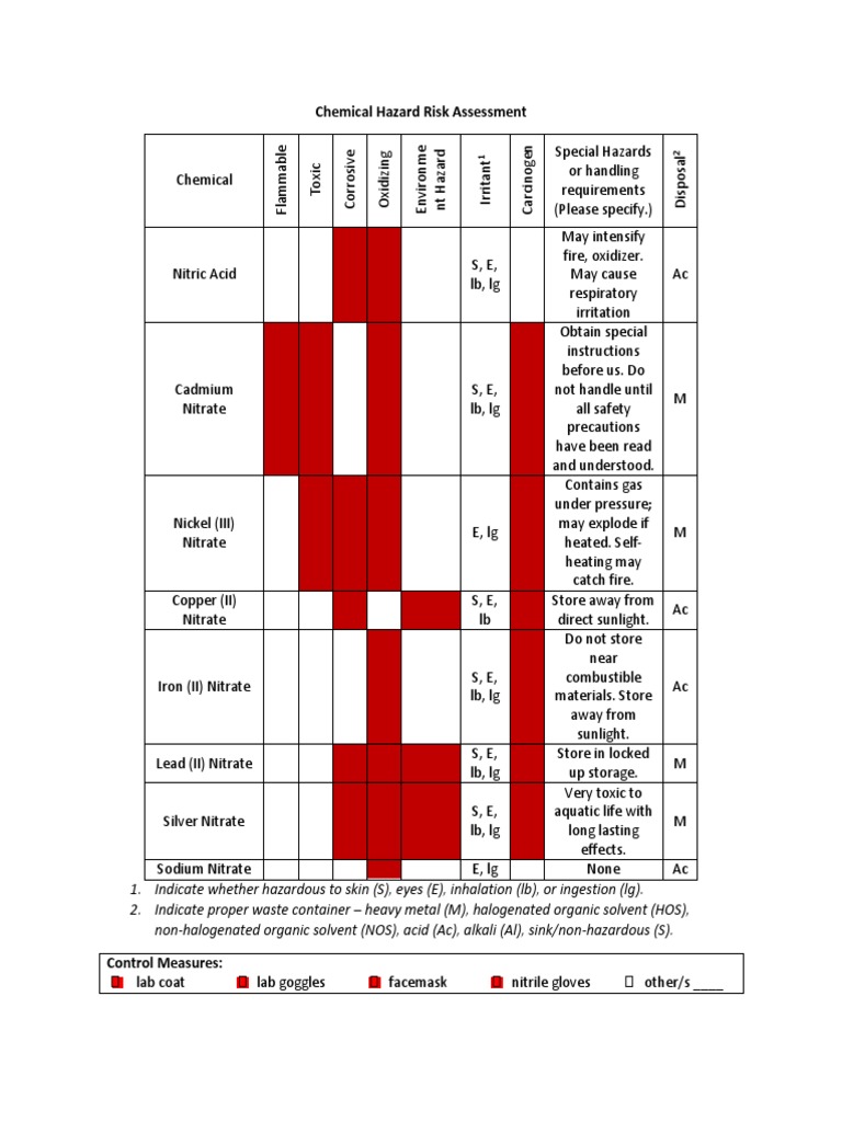 Chemical Hazard Risk Assessment PDF | PDF | Atoms | Chemical Substances