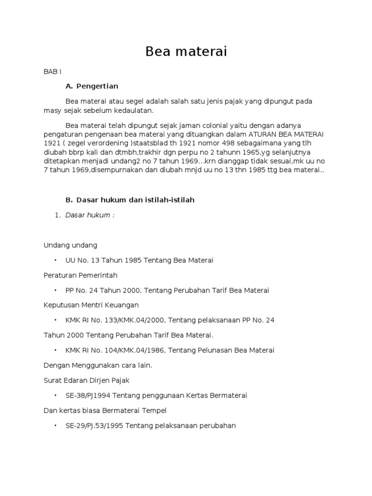 Panduan Lengkap Bea Materai di Indonesia | PDF