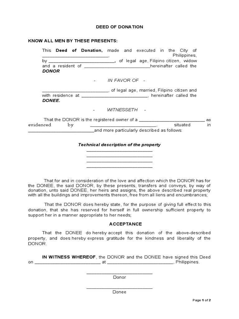 Deed of Donation | PDF | Deed | Urban