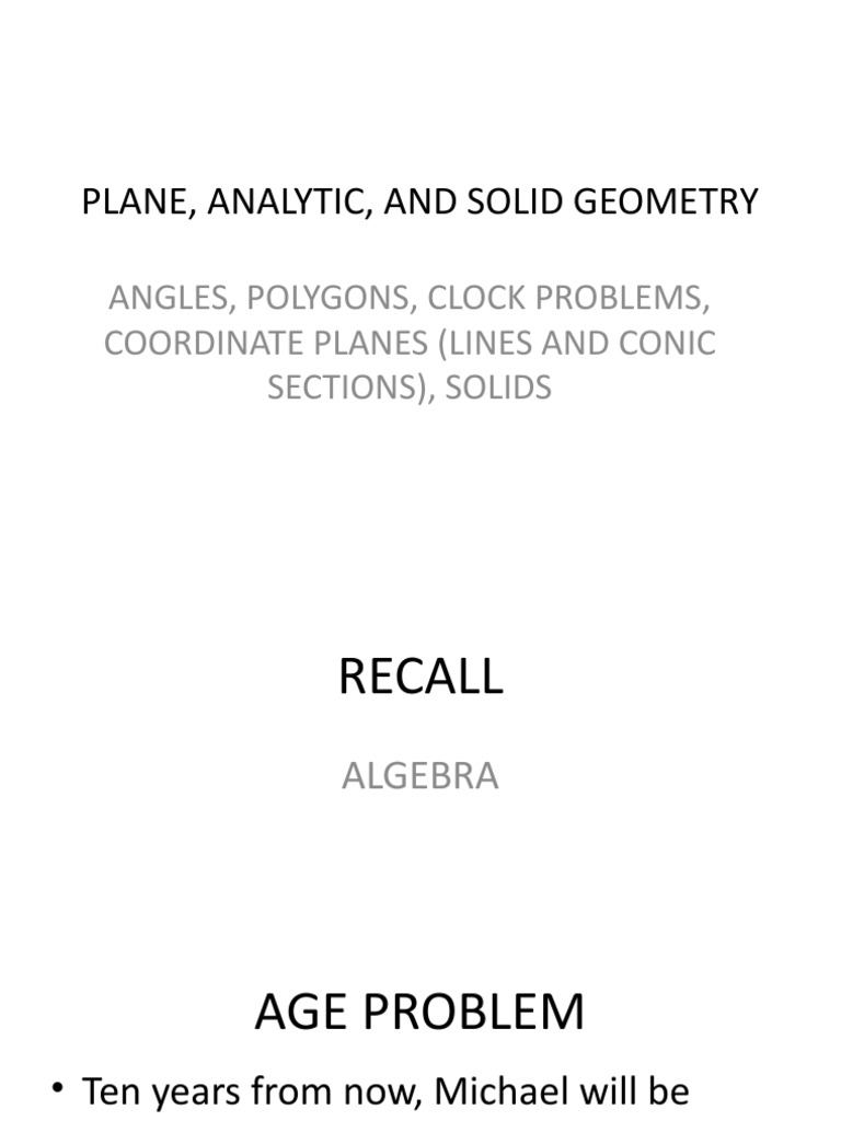 Lecture Plane Analytic and Solid Geometry | PDF | Triangle | Sphere