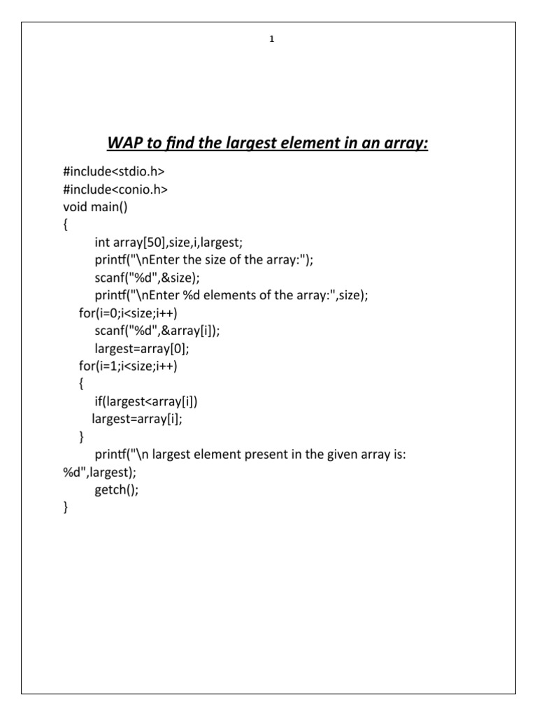 WAP To Find The Largest Element in An Array | PDF | Queue (Abstract ...
