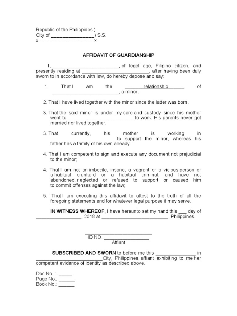 Affidavit of Guardianship | PDF