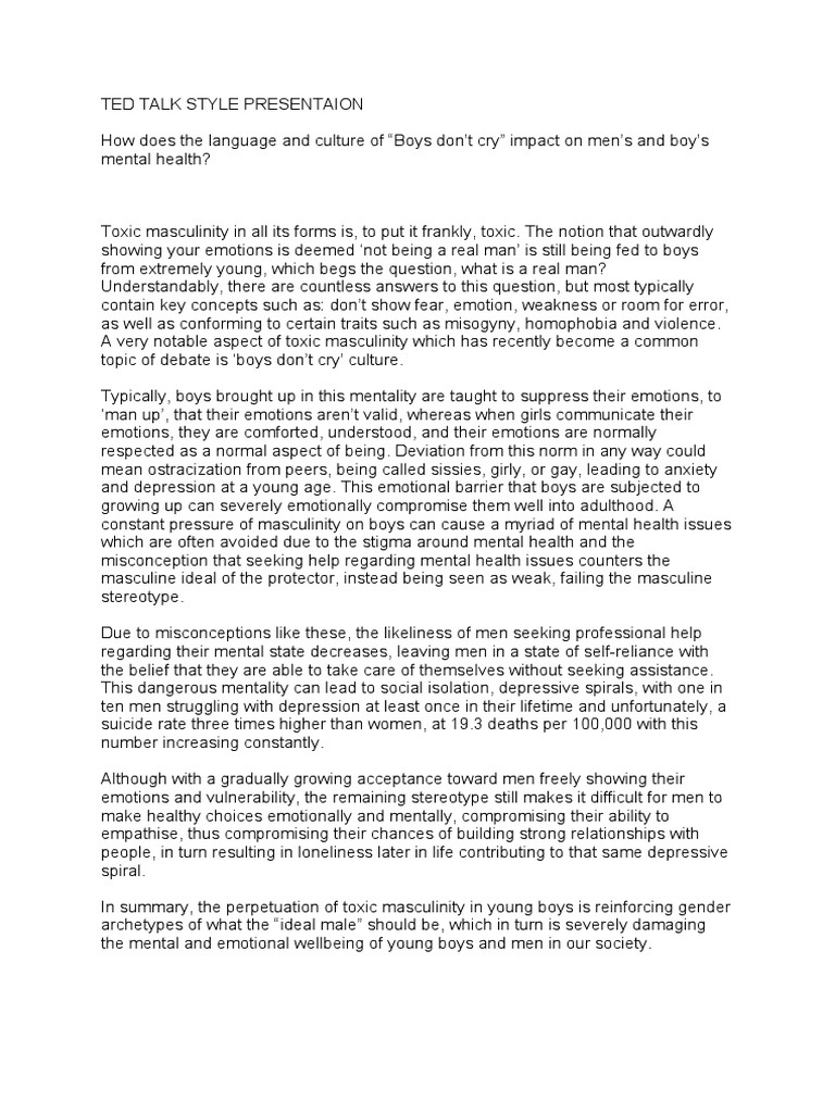 Toxic Masculinity | PDF | Masculinity | Mental Health