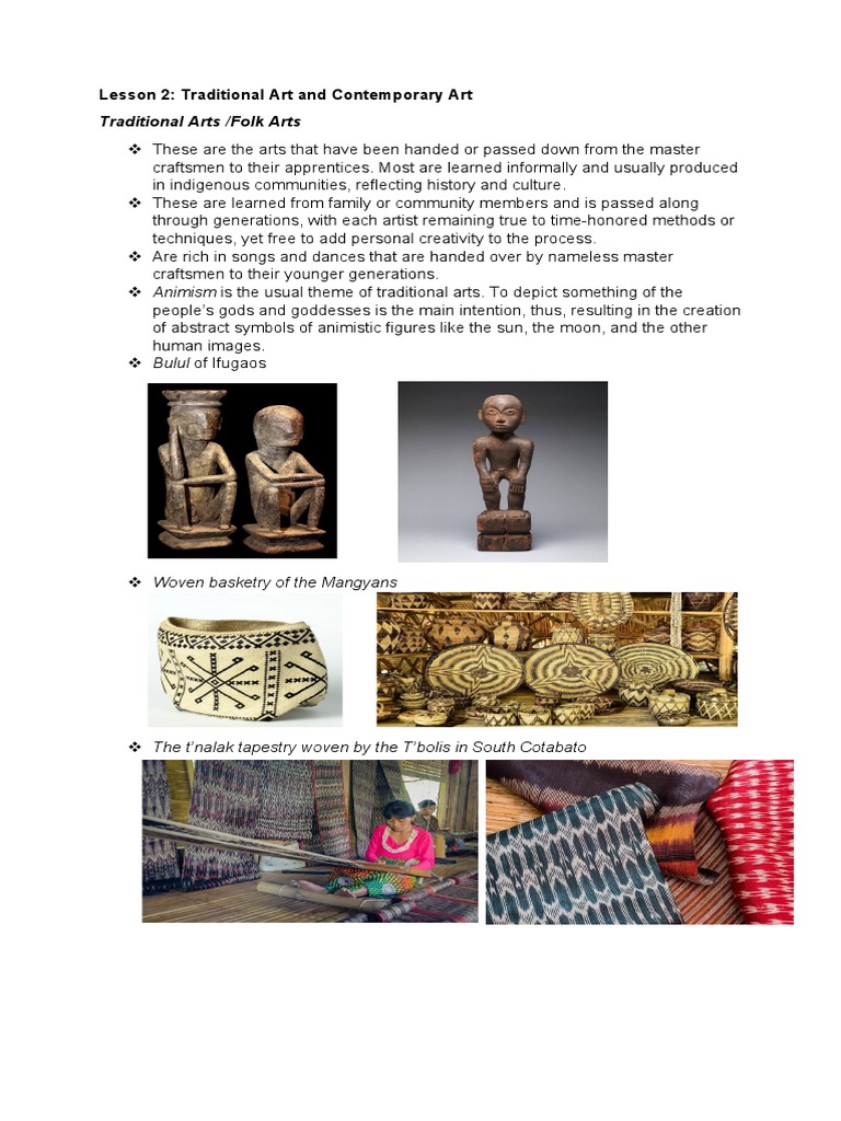 Lesson 2 - Traditional Art and Contemporary Art | PDF