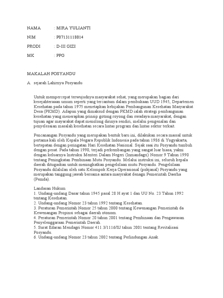 Makalah PPG Posyandu (Mira Yulianti) | PDF