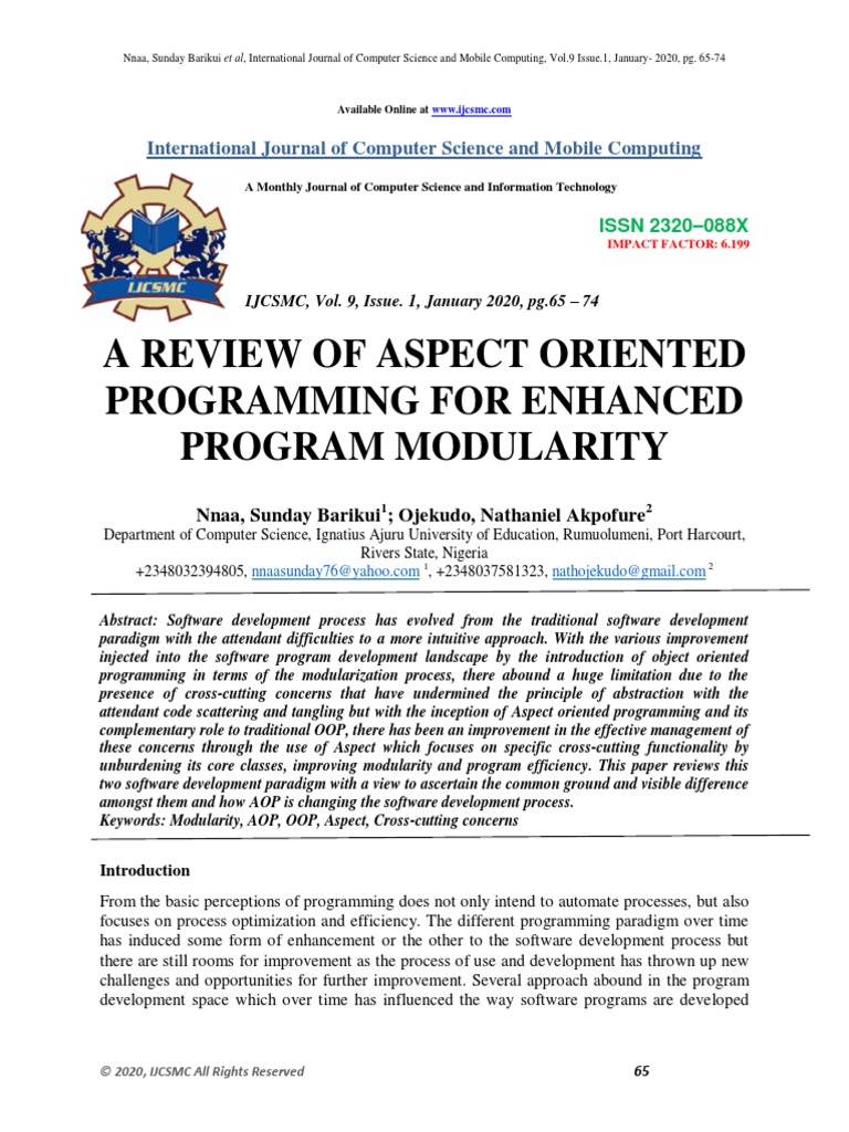 A Review of Aspect Oriented Programming | Download Free PDF | Object ...
