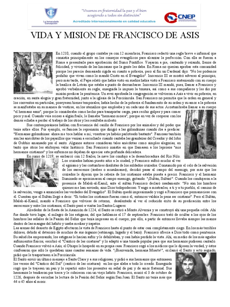 Ficha de Lectura II Mision de San Francisco | PDF | Francisco de Asís ...