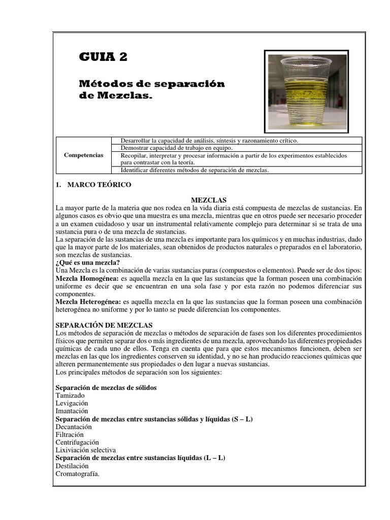 Guía Laboratorio Mezclas Pdf Mezcla Sustancias Químicas