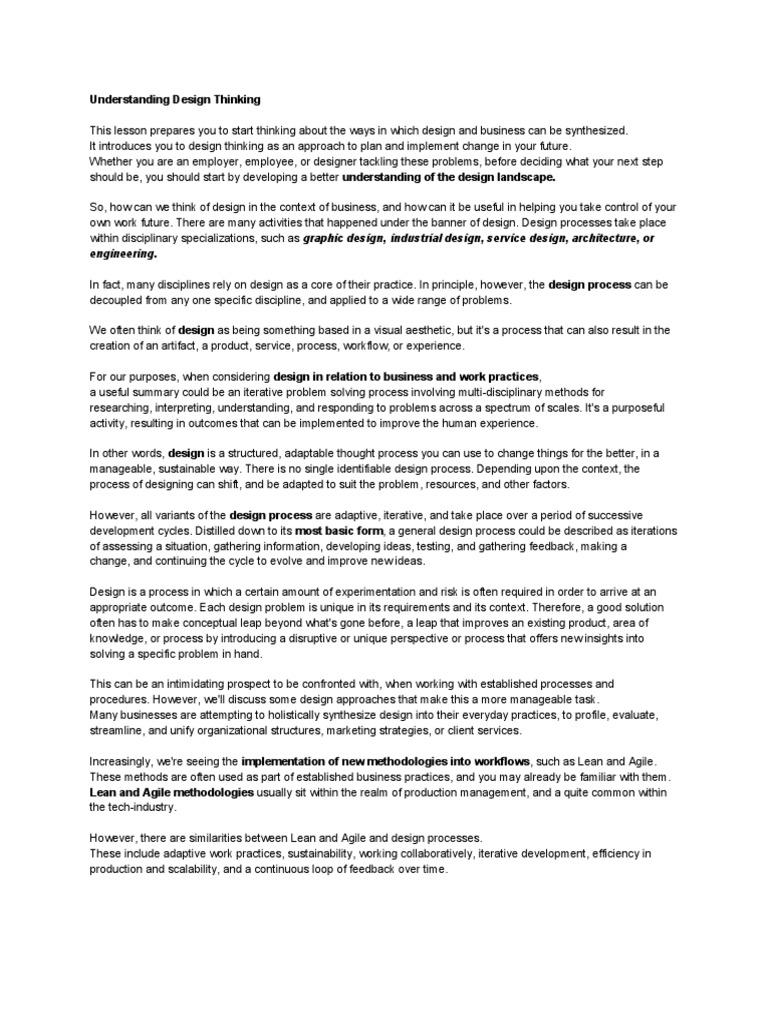 Understanding Design Thinking | PDF | Design Thinking | Agile Software Development