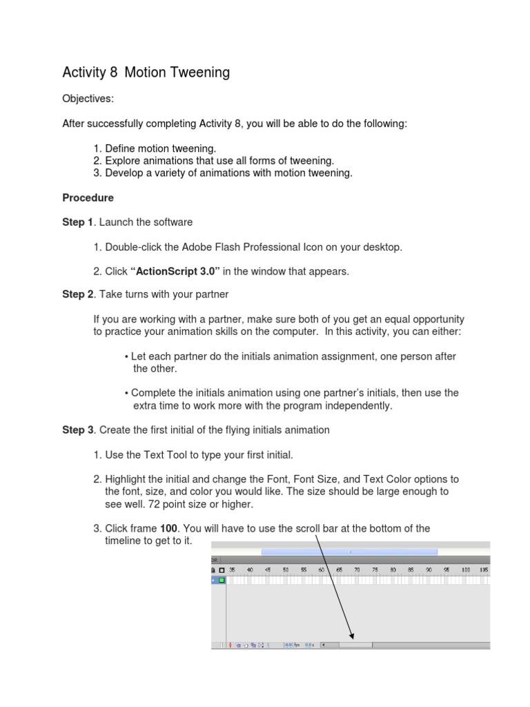 Activity 8 Motion Tweening: Procedure Step 1. Launch The Software | PDF ...