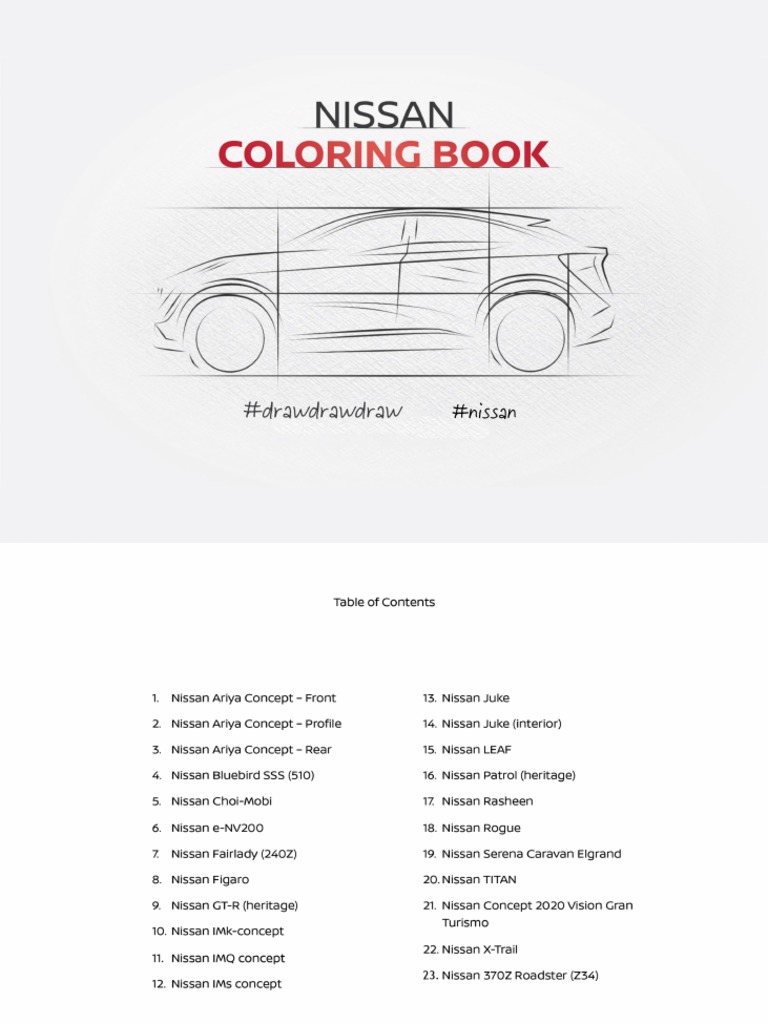 Nissan Coloring Book Compiled PDF | PDF