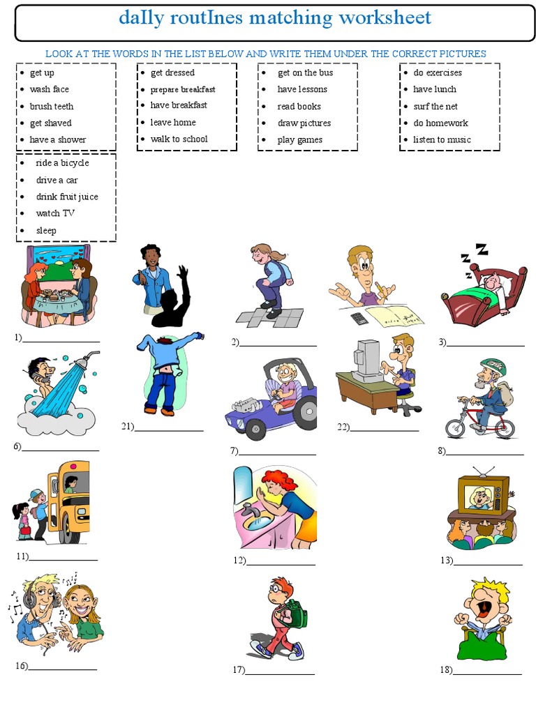Daily Routines Vocabulary Student Worksheet SEM II | PDF