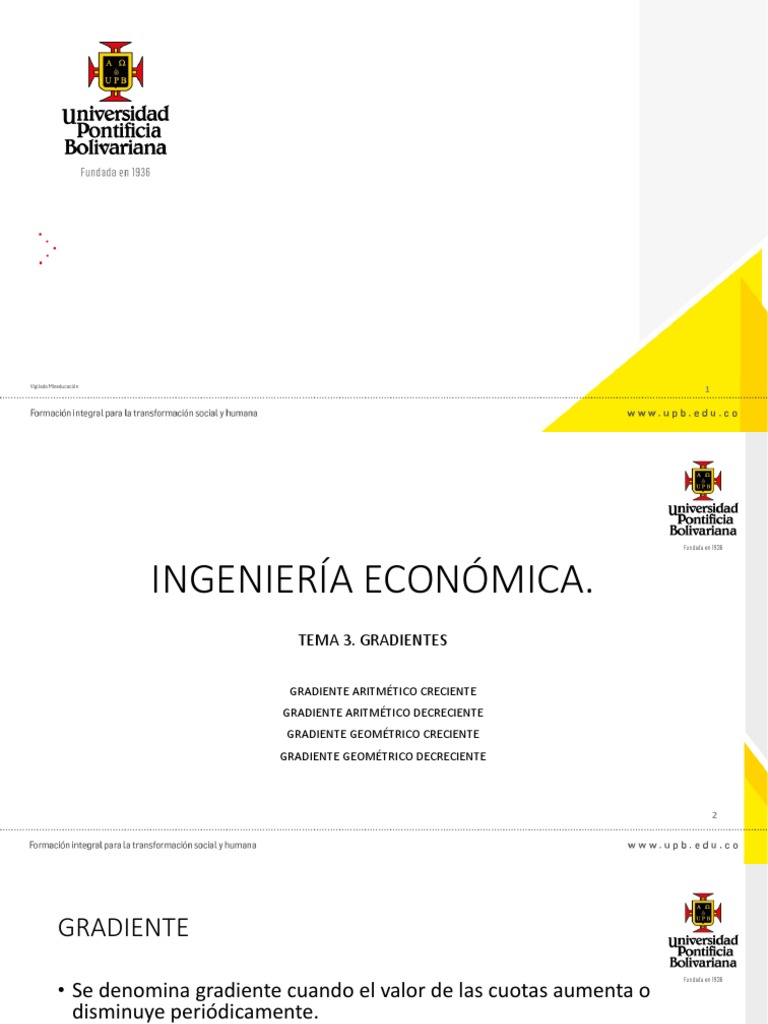 Tipos de gradientes en ingeniería económica | PDF | Enseñanza de ...