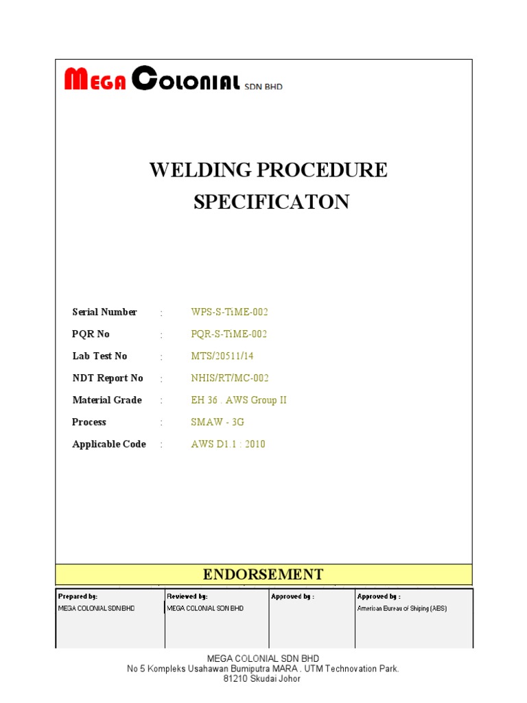 Wps Time 3g Smaw Eh36 (Practical Aws) | PDF | Welding | Construction