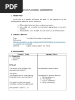 A Detailed Lesson Plan in Verbal and Non Verbal Communication | PDF ...