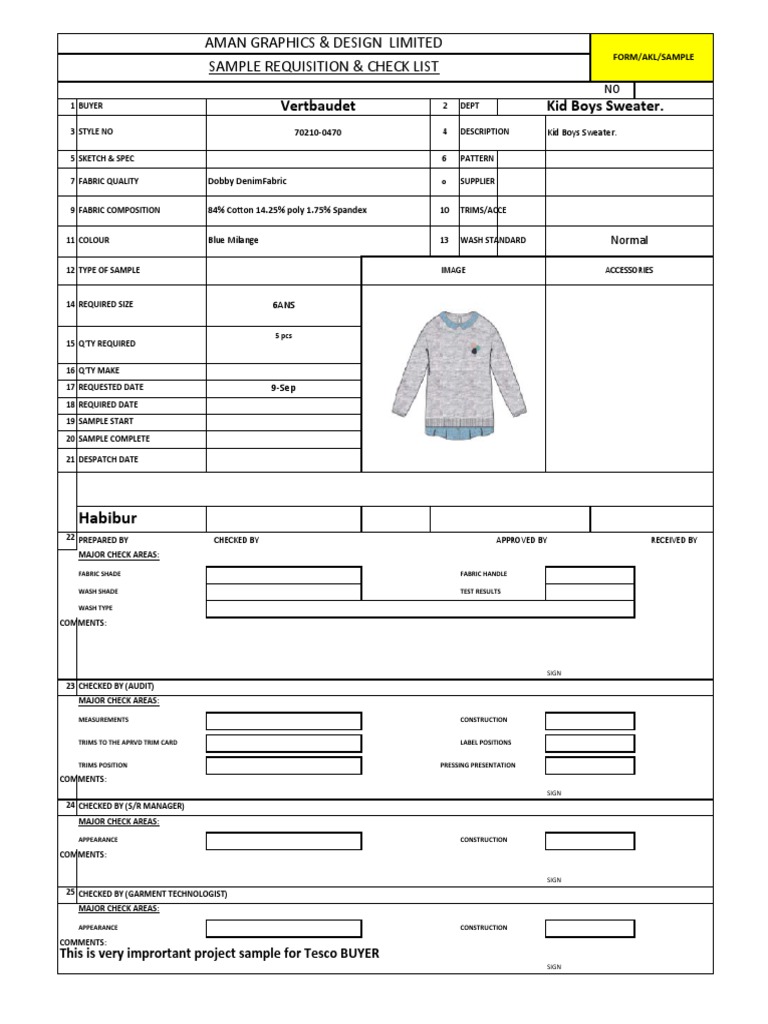 Kid Boys Sweater Sample Requisition | PDF | Clothing | Textiles
