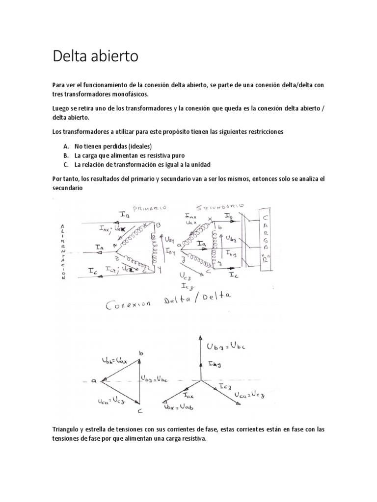 Conexión Delta Abierto en Transformadores | PDF | Transformador ...