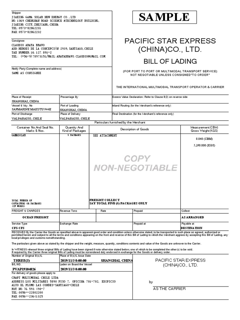 Sample: Pacific Star Express (China) Co., LTD | Download Free PDF ...